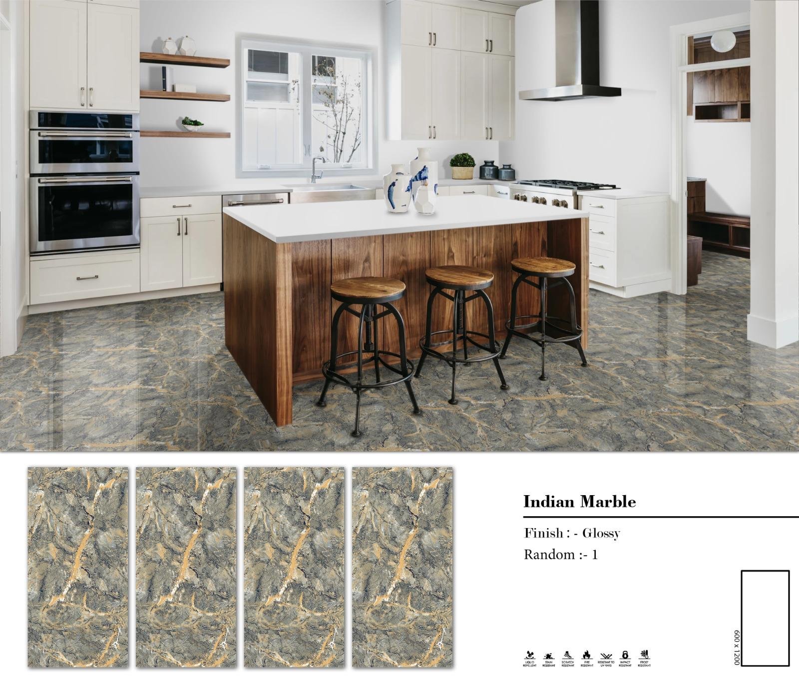 Indian Marble – Glossy Porcelain Floor Tile – Home Decor Tile
